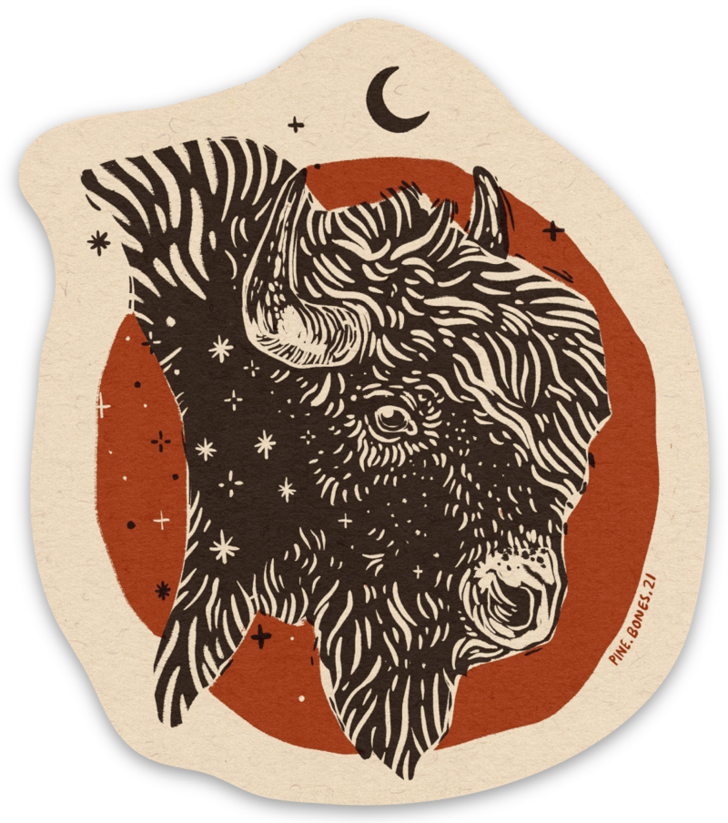 "Bison" Sticker By Holls Walck – Moab Made